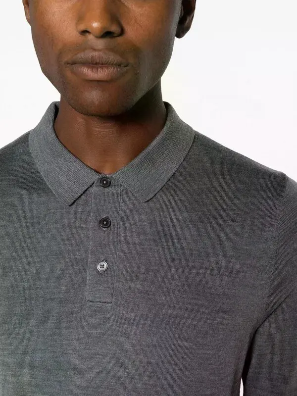 Michael Kors Long-sleeve Merino Wool Polo Shirt