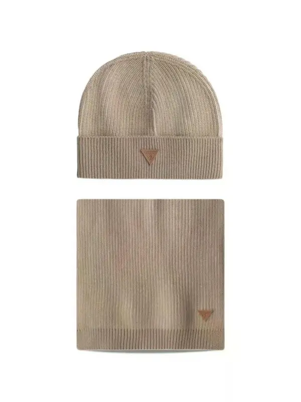 Guess Ribbed-knit Scarve And Hat Set