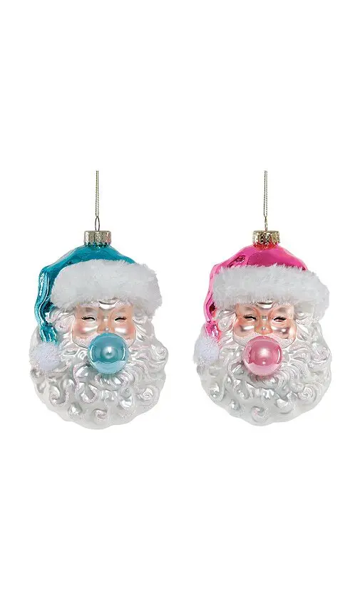 POPPY LANE Bubble Gum Santa Glass Ornament