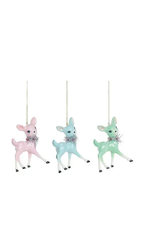 POPPY LANE Vintage Deer With Wreath Resin Ornament