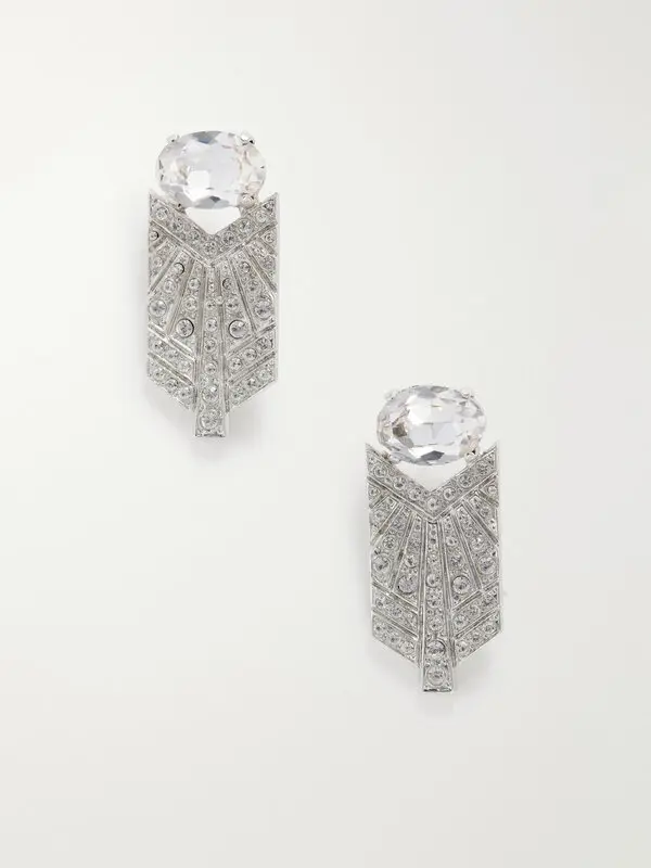 JENNIFER BEHR Carmine Crystal-embellished -tone Earrings - Silver