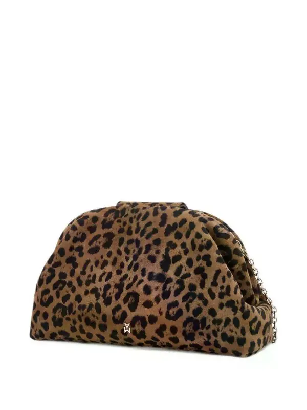 Amina Muaddi Camelia Clutch Leopard Suede