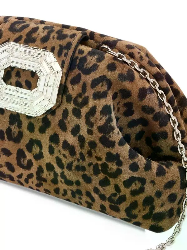 Amina Muaddi Camelia Clutch Leopard Suede