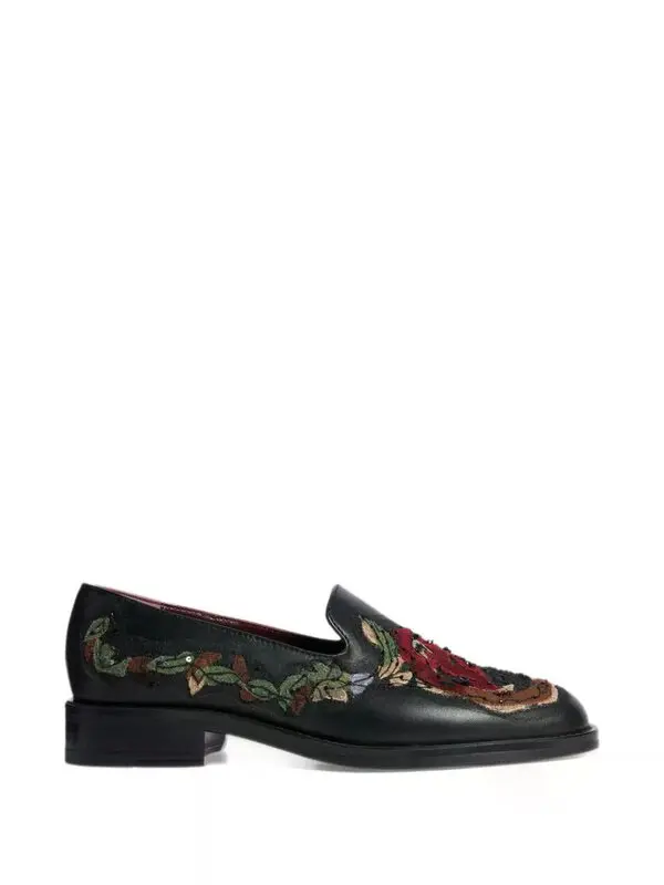 Antonio Marras Floral-embroidered Sequin-embellished Loafers