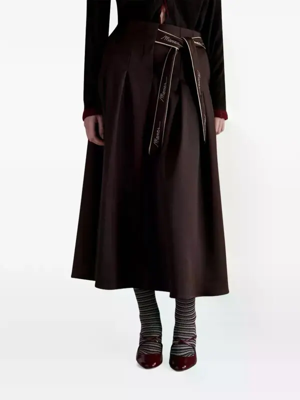 Antonio Marras Embroidered Logo-belt Midi Pleated Skirt