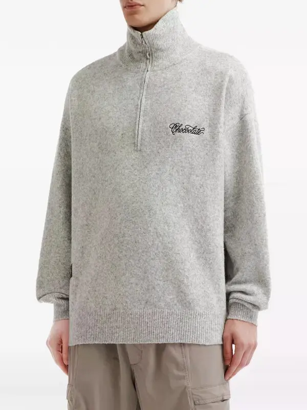 CHOCOOLATE Quarter-zip Logo-embroidered Sweater