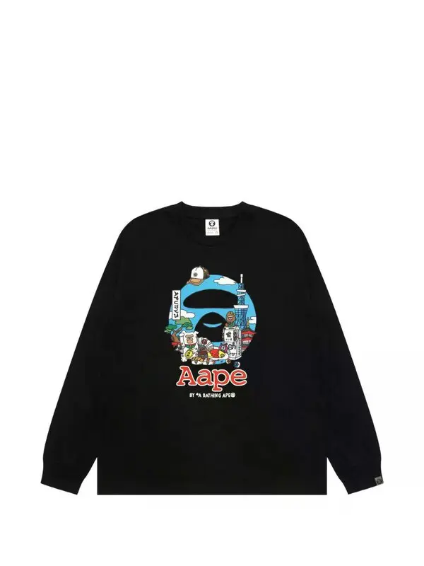 AAPE BY *A BATHING APE Moonface-print Long-sleeve T-shirt