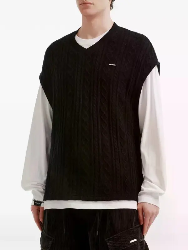 MUSIUM DIV. Cable-knit Layered T-shirt