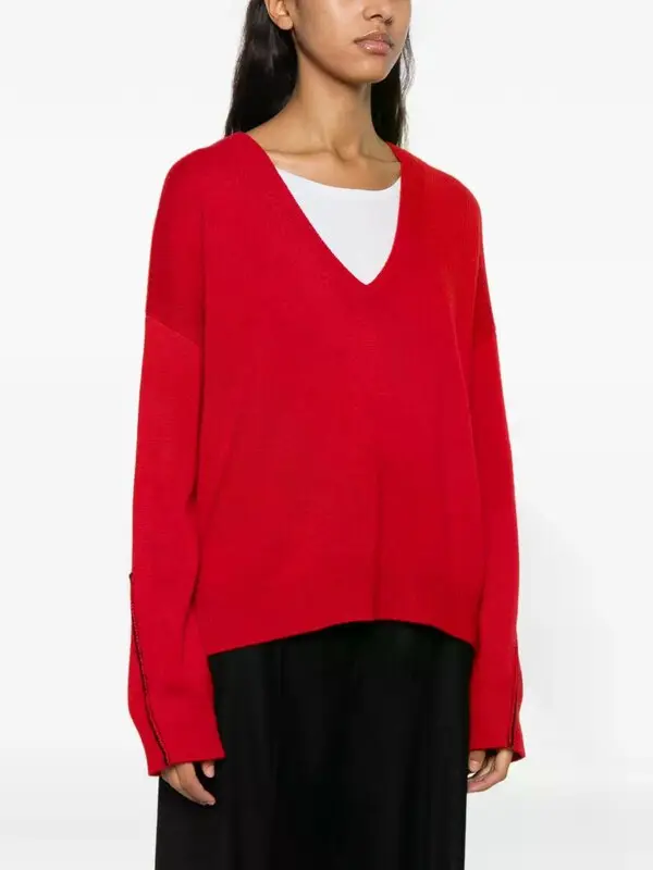 Eric Bompard Lily V-neck Sweater - Red