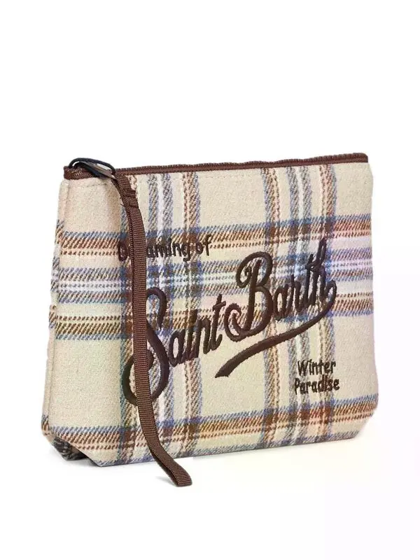 MC2 SAINT BARTH Aline Tartan-pattern Logo-embroidered Clutch Bag