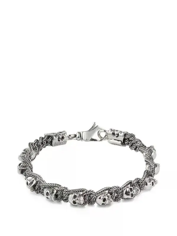 Emanuele Bicocchi Skull Braided Bracelet - Silver
