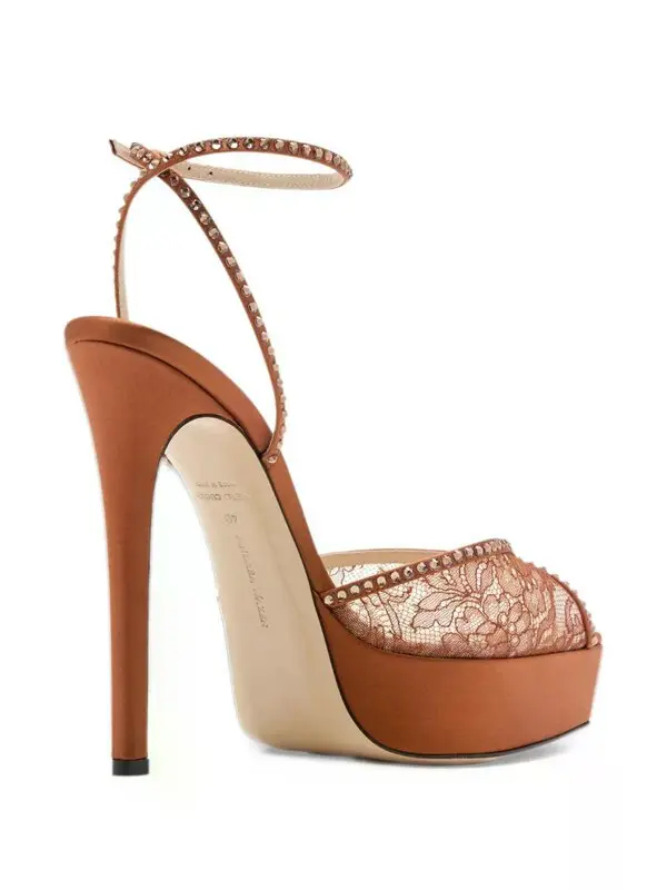 ANDREA WAZEN Katy Platform Floral-lace Sandals