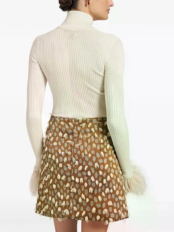 La DoubleJ High Kick Feather-trim Sweater
