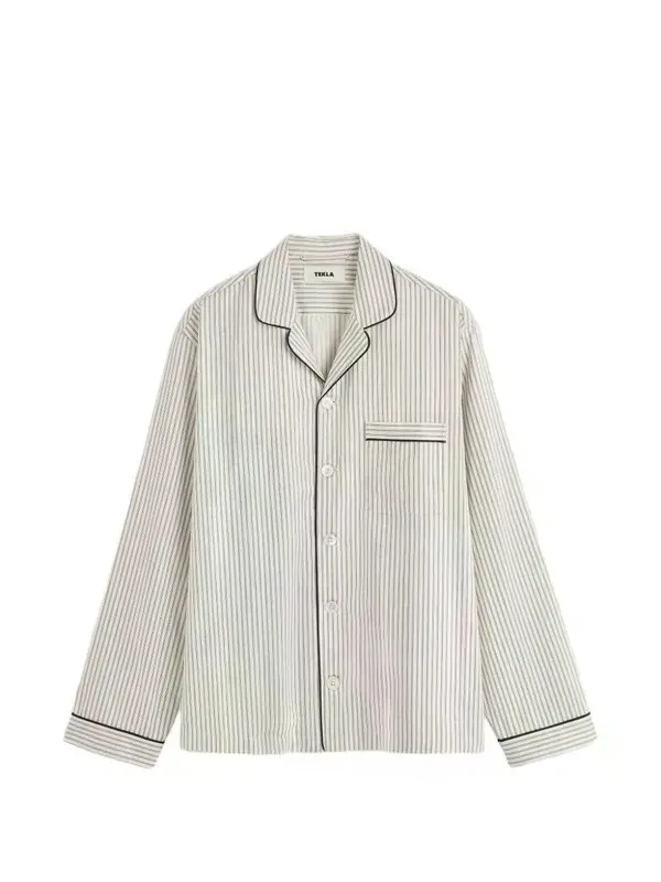 TEKLA Cotton Pajama Top - Neutrals