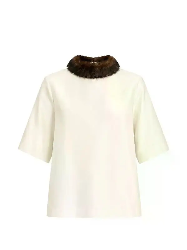 Loulou De Saison Dana Faux-fur Collar Blouse