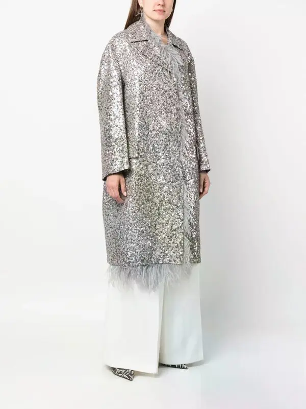 Valentino Garavani Embellished Feather-trim Coat