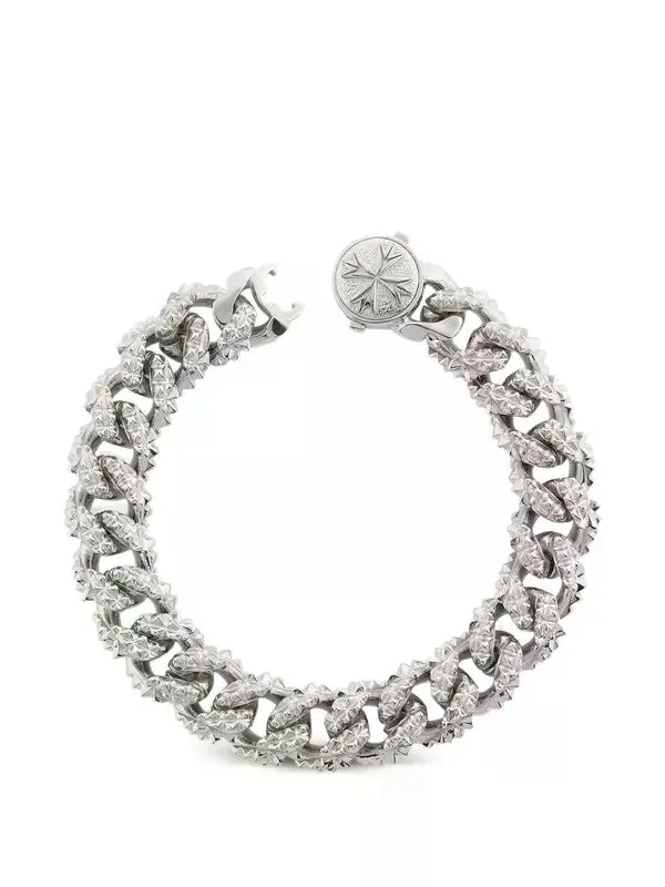 Emanuele Bicocchi Engraved Curb-link Chain Bracelet - Silver