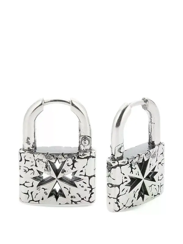 Emanuele Bicocchi Logo Lock Earrings - Silver