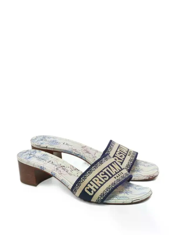 Dior Dway Toile De Jouy Canvas Heeled Sandals