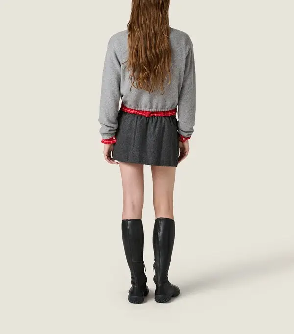 Miu Miu Wool-cashmere Cropped V-neck Sweater