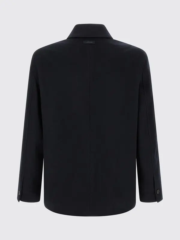 LARDINI Single-breasted 100% Cashmere Peacoat With Concealed Closure