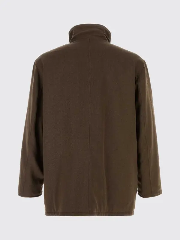 Auralee Short Wool And Sheep Leather Coat With High Collar