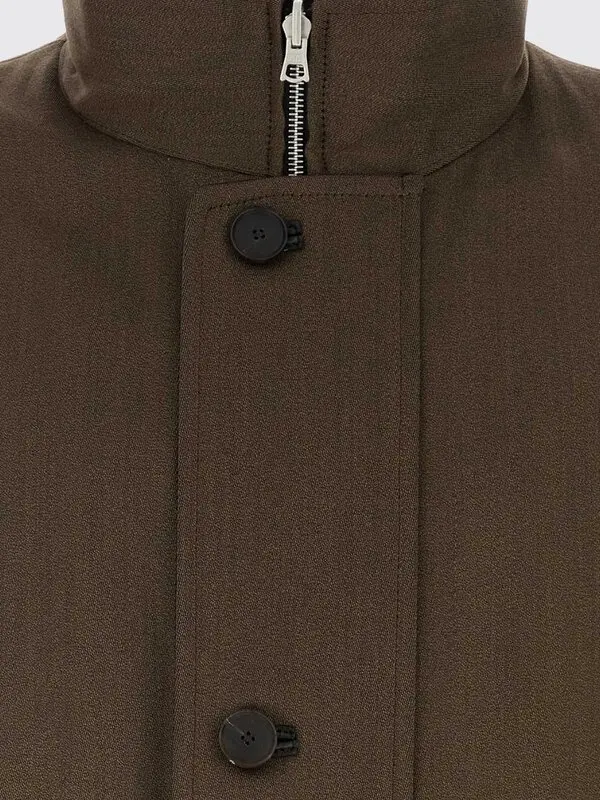 Auralee Short Wool And Sheep Leather Coat With High Collar