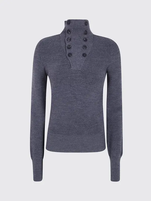 Paloma Wool Slim Fit Merino Wool Turtleneck Sweater With Button Closure - Grey