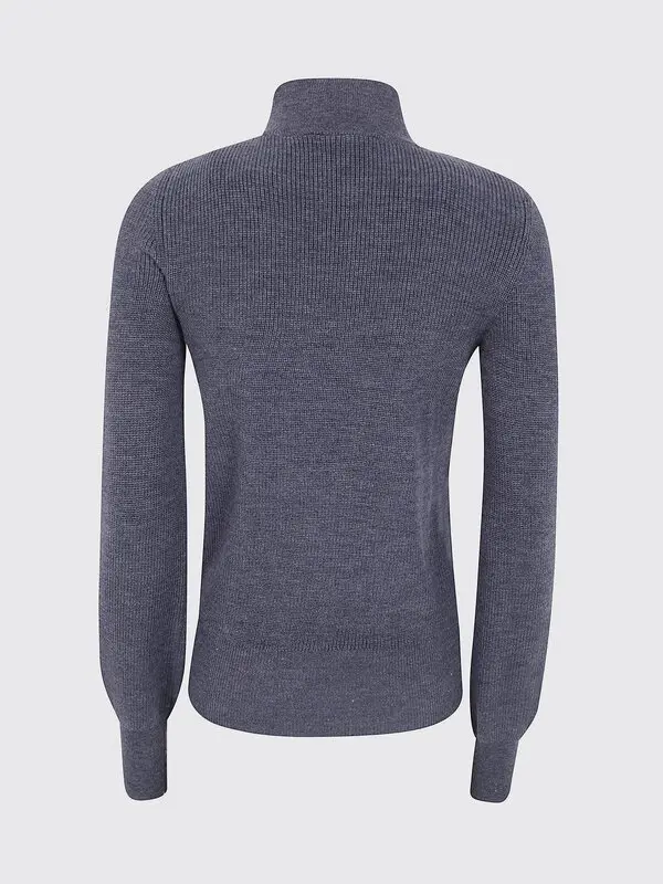 Paloma Wool Slim Fit Merino Wool Turtleneck Sweater With Button Closure - Grey