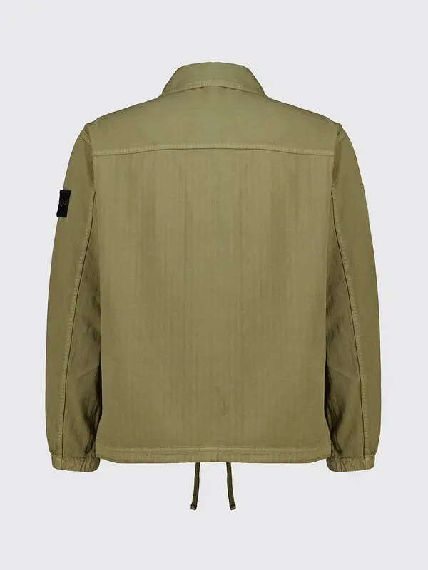 Stone Island Cotton Tweed Overshirt With Compass Logo