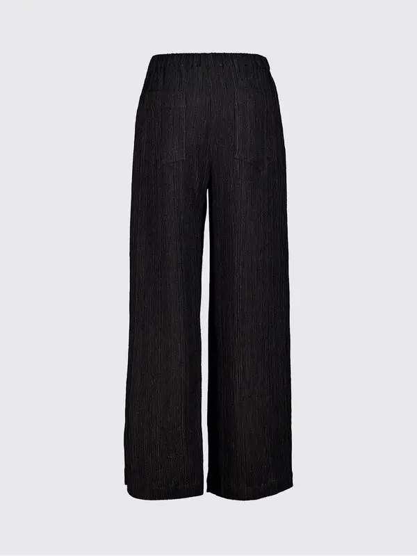120% Lino Pleated Wide-leg Virgin Wool Blend Pants - Black