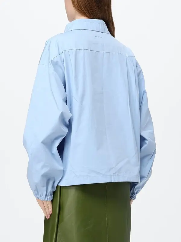 Marni Relaxed Fit Cotton Blouse With Dropped Shoulders And Drawstring Hem