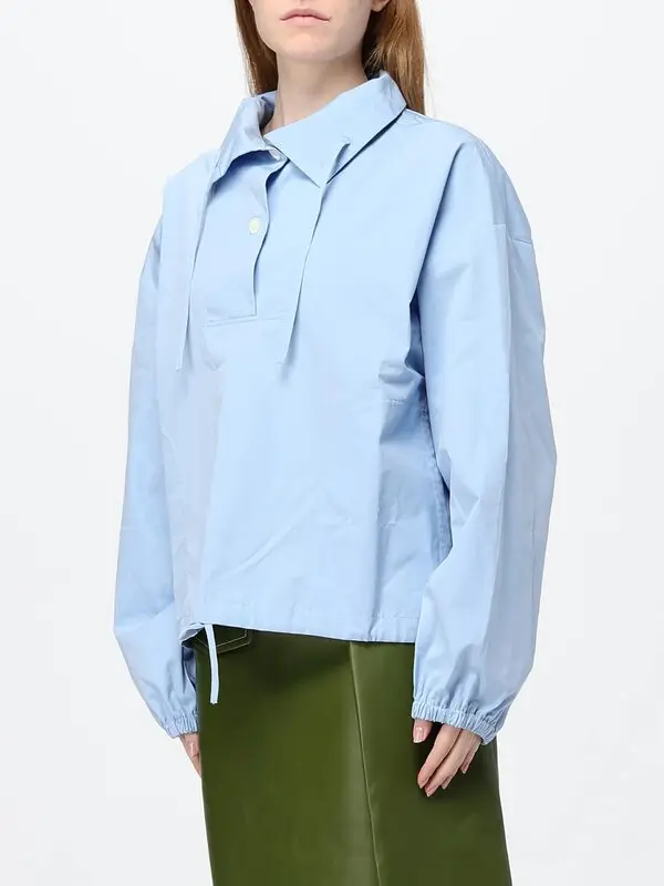 Marni Relaxed Fit Cotton Blouse With Dropped Shoulders And Drawstring Hem