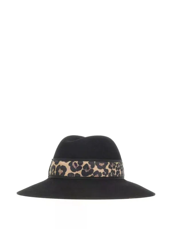 Borsalino Claudette Leopard-print Band Hat - Black