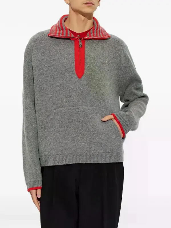 Versace Wool-blend Knit Half-zip Sweater