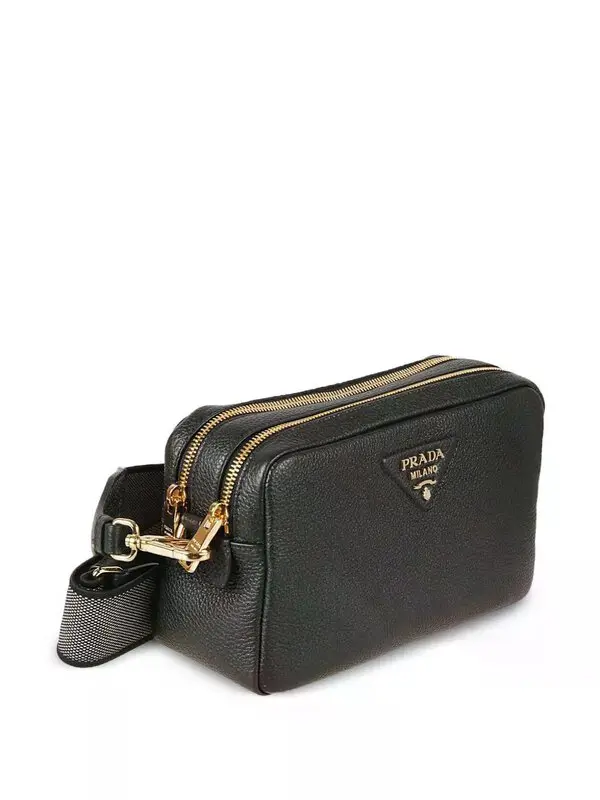 Prada Medium Ribbon-strap Metal-logo Leather Shoulder Bag