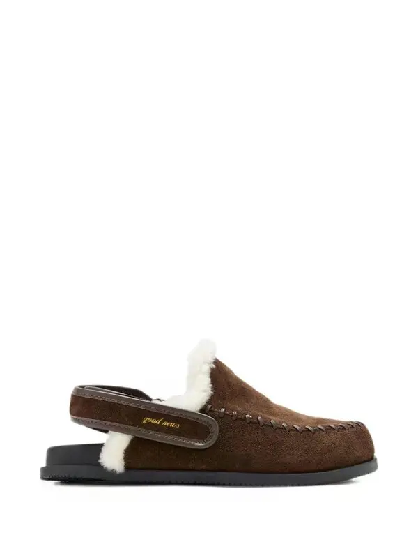 Good News Finn Shearling-trim Suede Mules