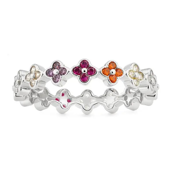 KYLIE HARPER Petite Multi-color Clover Eternity Band Ring In Sterling