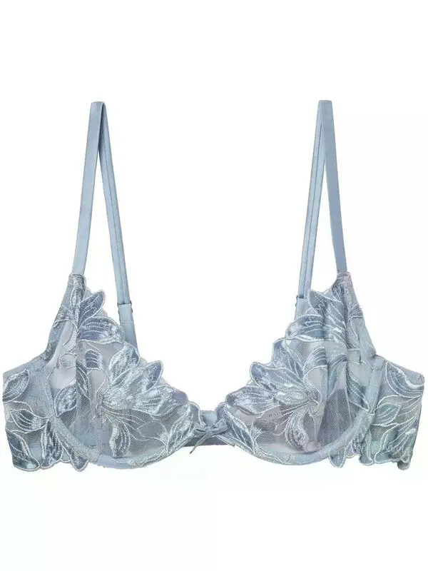 FLEUR DU MAL Velvet Lily Embroidered-lace Bra