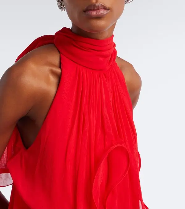 Blumarine Tie Halterneck Creponne Gown