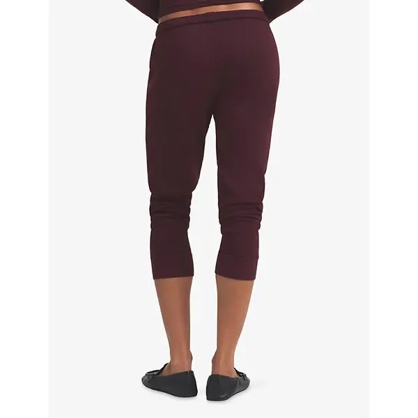 SKIMS Cotton Fleece Embossed-logo Leggings - Currant