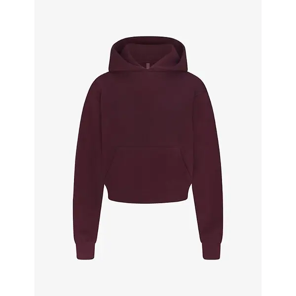 SKIMS Cotton Fleece Cropped Hoodie - Currant