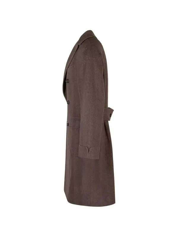 D.exterior Herringbone Double-breasted Coat