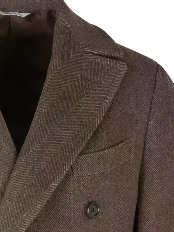 D.exterior Herringbone Double-breasted Coat