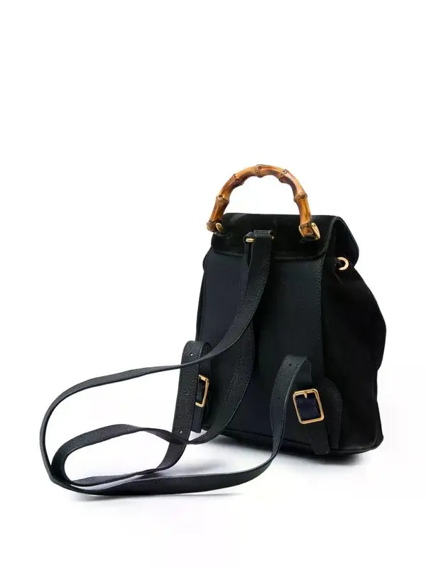 Gucci 20th Century Suede Bamboo Drawstring Backpack