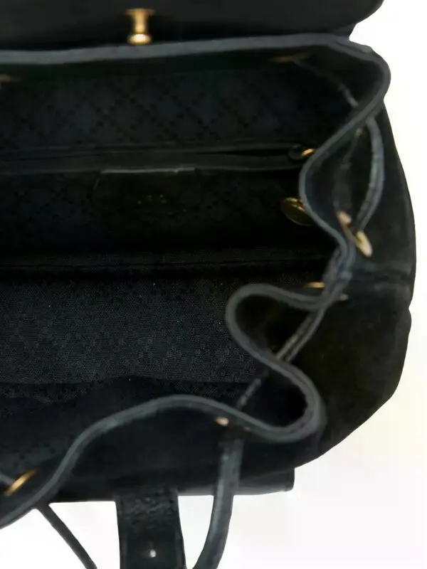 Gucci 20th Century Suede Bamboo Drawstring Backpack