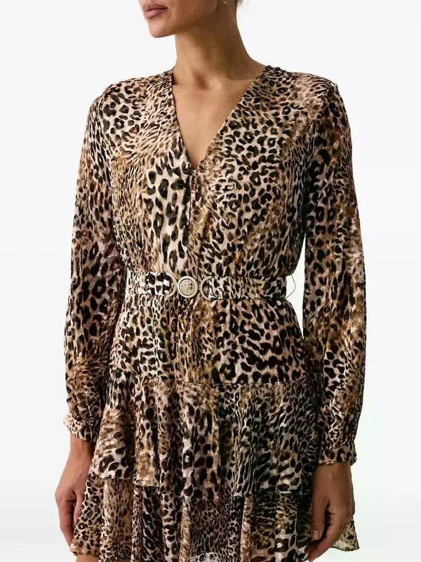 Guess Clarisse Leopard-print Tiered Mini Dress