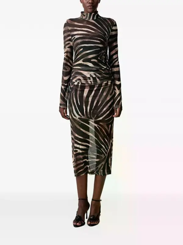 GAUDI Zebra-print Ruched Midi Dress