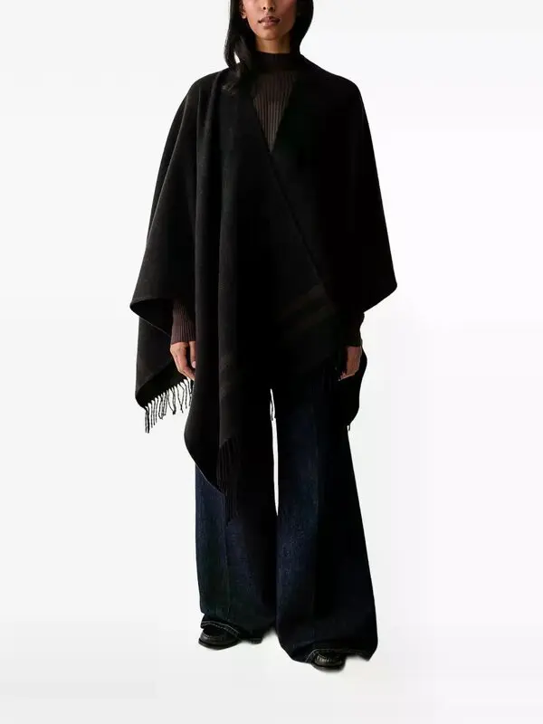 JOOP! Azra Fringed Logo-plaque Poncho - Brown