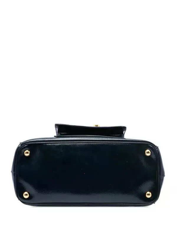 Prada 2010-2026 Saffiano Vernice Galleria Double Zip Front Pocket Satchel